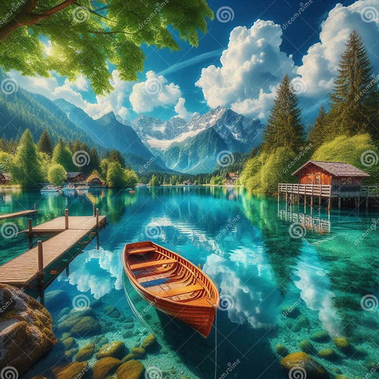 Beautiful Scenery Poster Design in Switzerland Stock Illustration ...