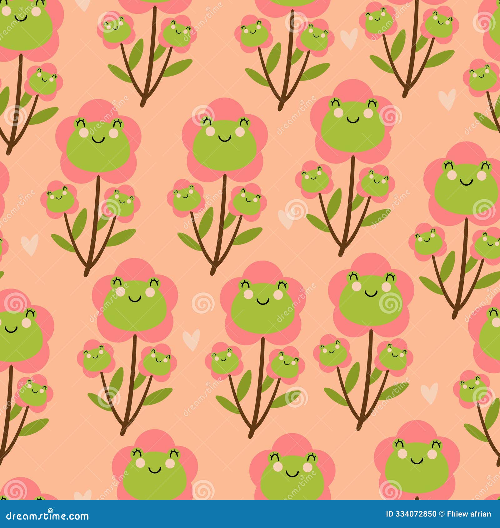 Seamless Pattern with Cute Cartoon Frogs, for Fabric Prints, Textiles ...