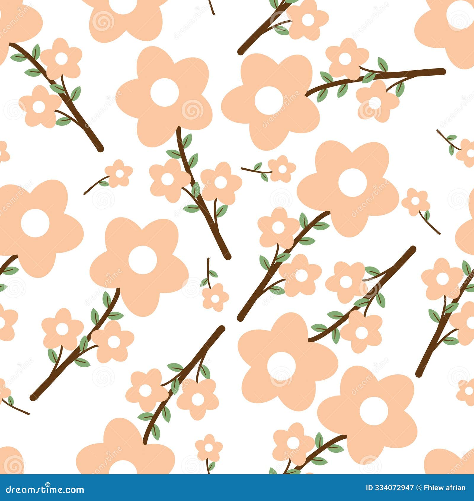 Seamless Pattern with Cute Cartoon Pink Flowers, for Fabric Prints ...