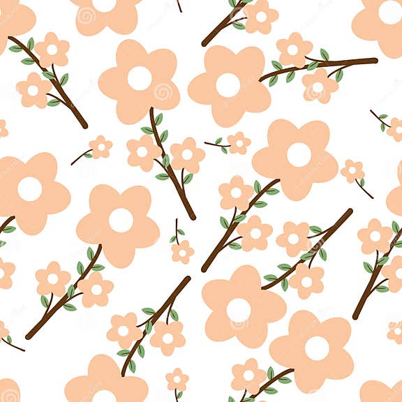 Seamless Pattern with Cute Cartoon Pink Flowers, for Fabric Prints ...