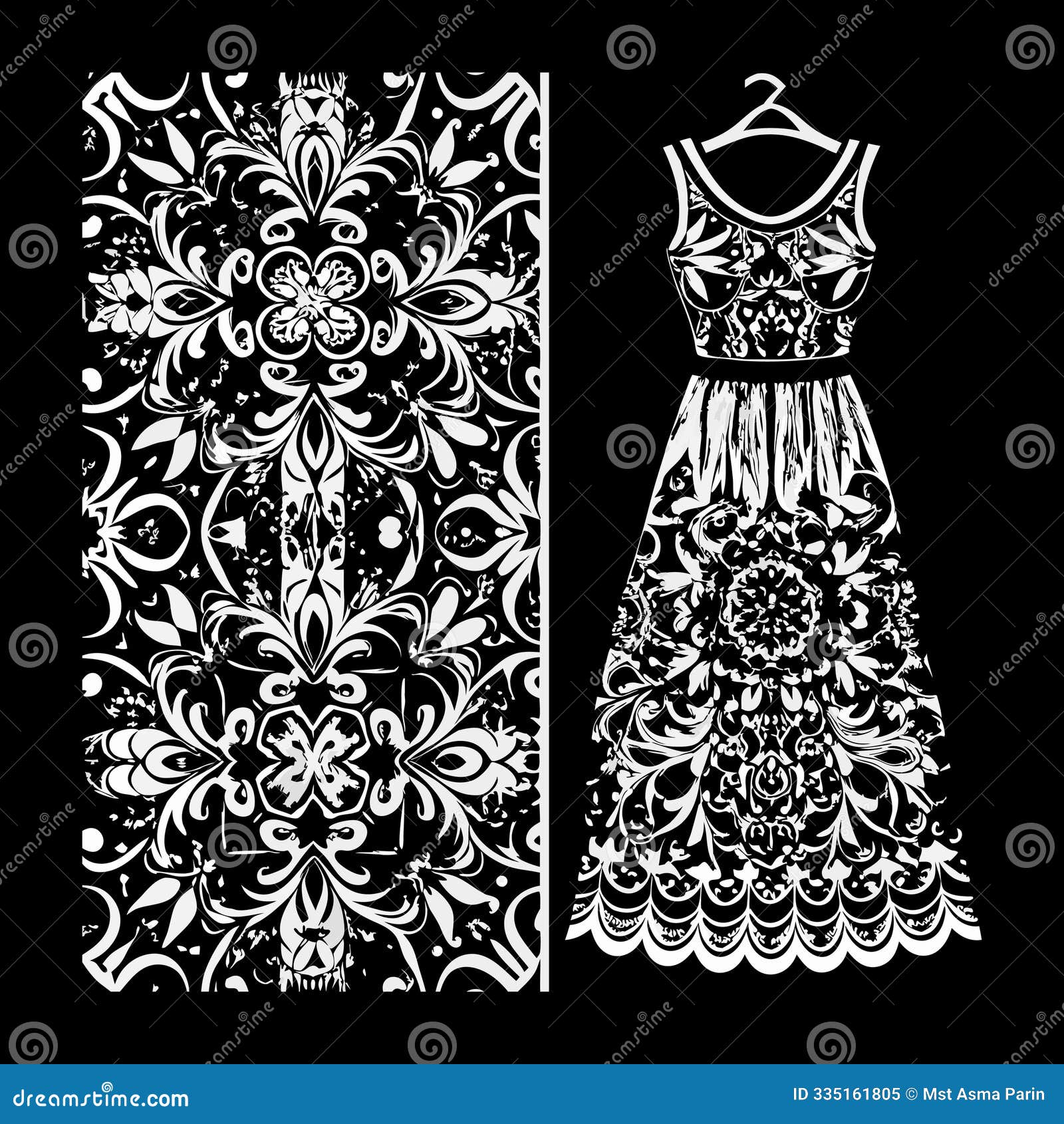 Vector Fashion Illustration: Christmas Party Dress, Festive Snowflake ...