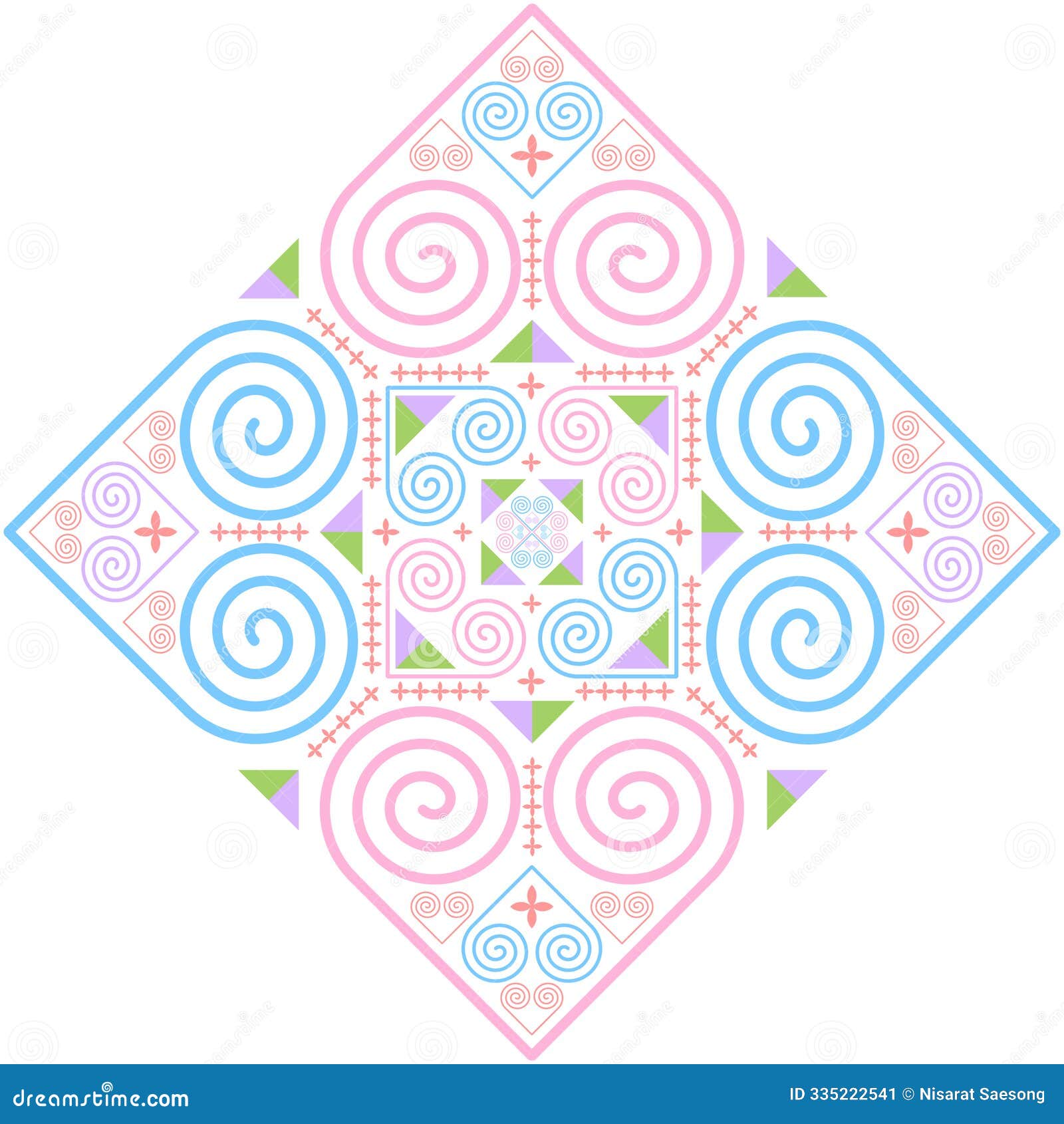 Hmong Ethnic Patterns in Pastel Tones with Spiral Lines that Form Like ...