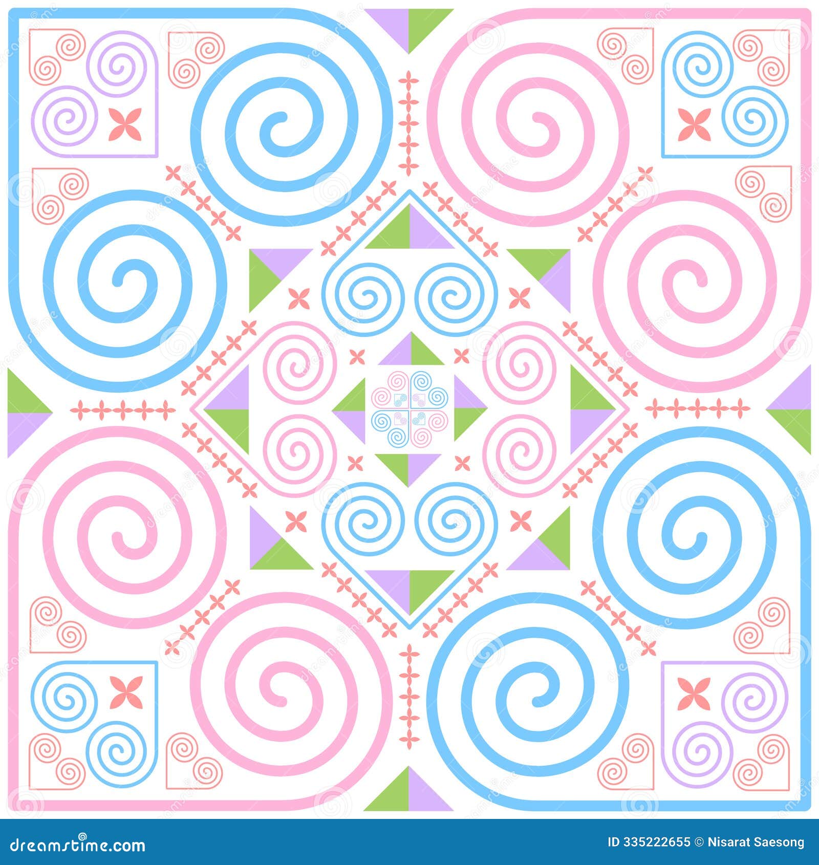 Hmong Ethnic Patterns in Pastel Tones with Spiral Lines that Form Like ...