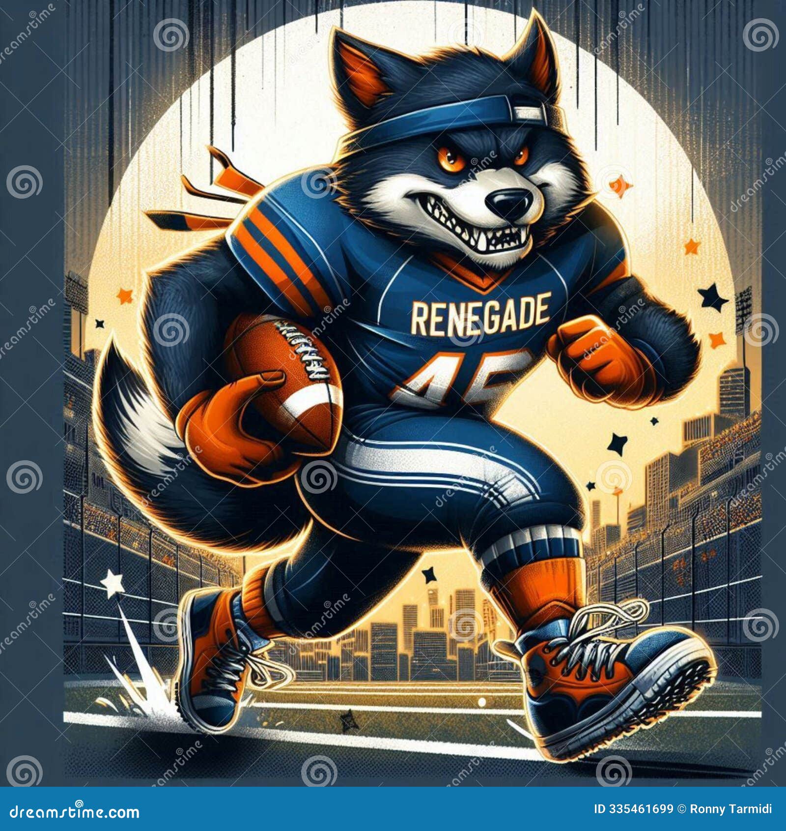 Wolf Running with Rugby Ball Stock Illustration - Illustration of rugby ...