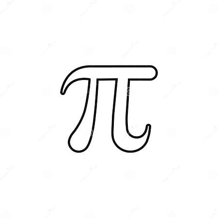 Pi Symbol Outline Vector. Stylized Pi Icon, Math Concept Art Stock ...
