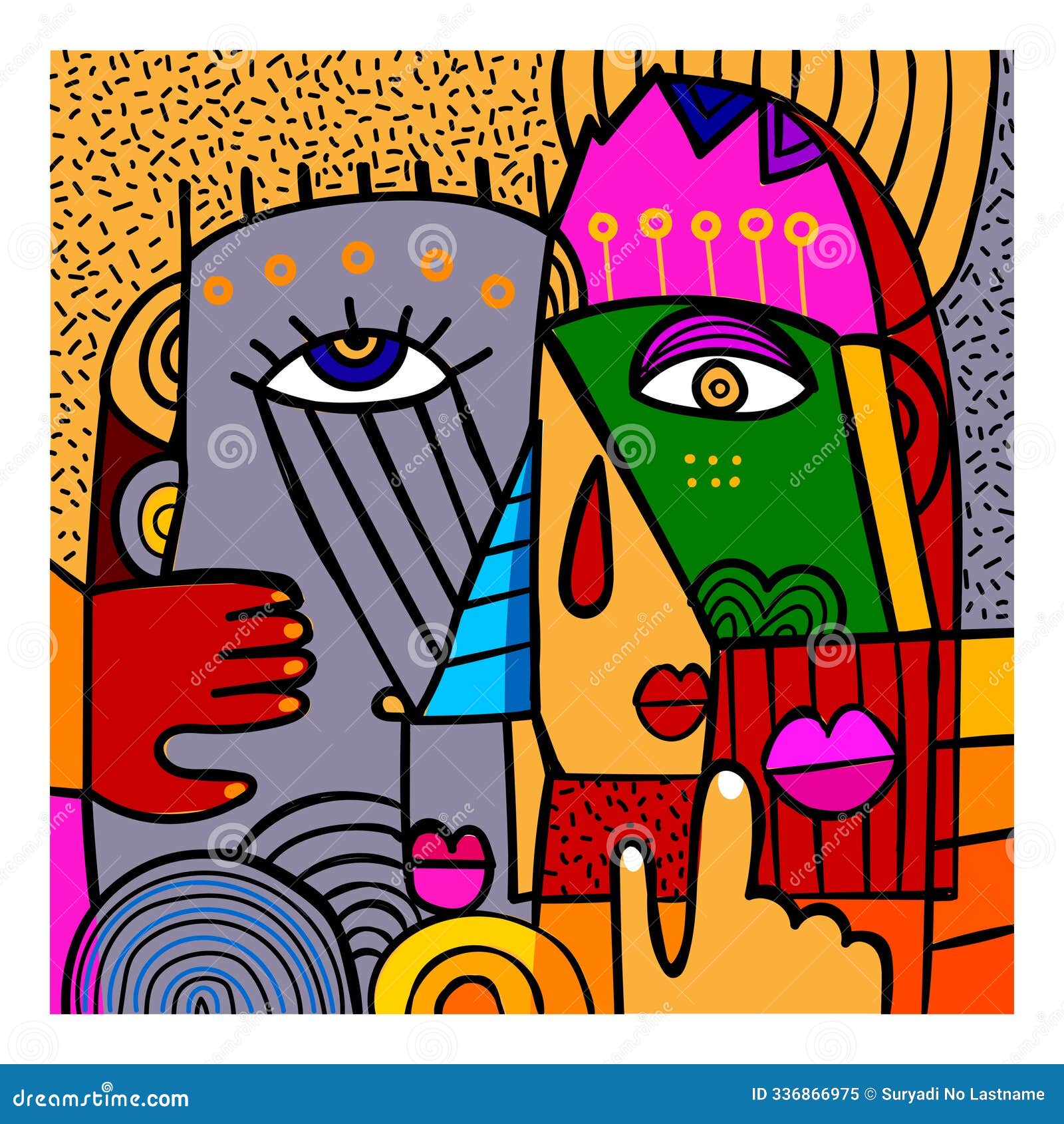 Abstract Face Geometric Shapes Pattern Doodle. Stock Illustration ...