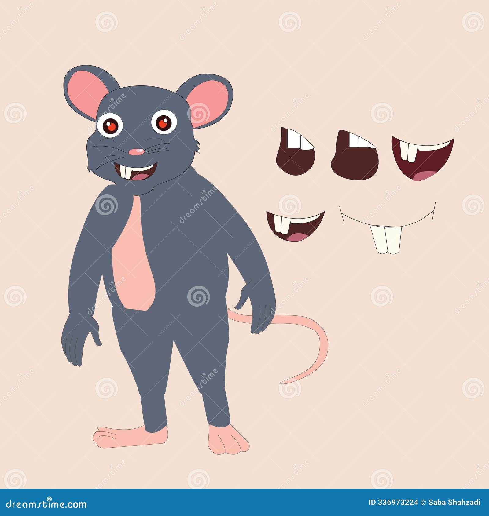 Cartoon Cute Rat with Mouth Set 2d Animation Stock Illustration ...