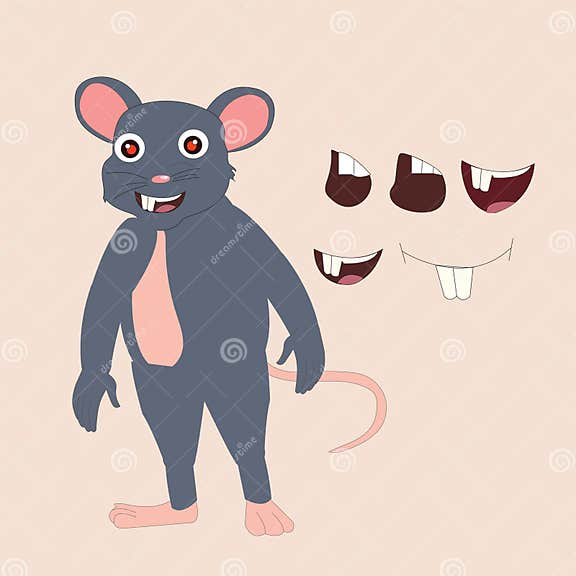 Cartoon Cute Rat with Mouth Set 2d Animation Stock Illustration ...