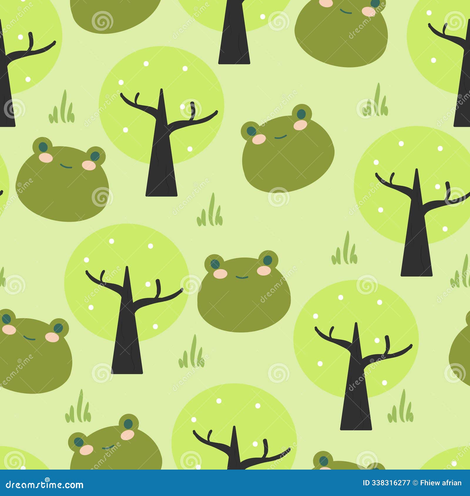 Seamless Pattern with Cute Cartoon Frogs, for Fabric Prints, Textiles ...