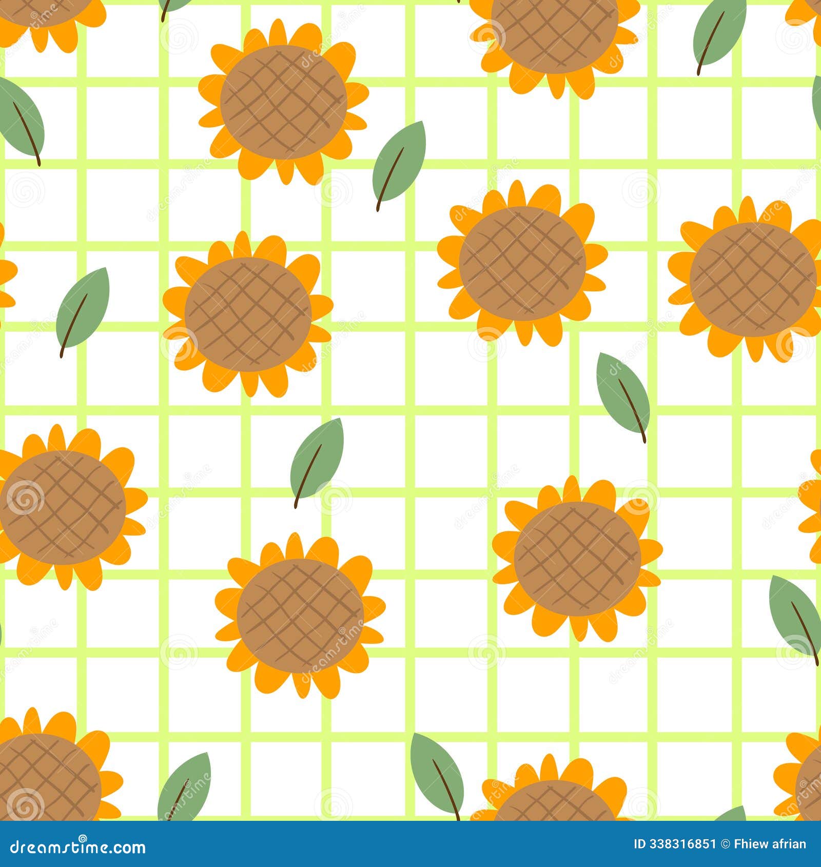 Seamless Pattern with Cute Cartoon Sunflowers, for Fabric Prints ...