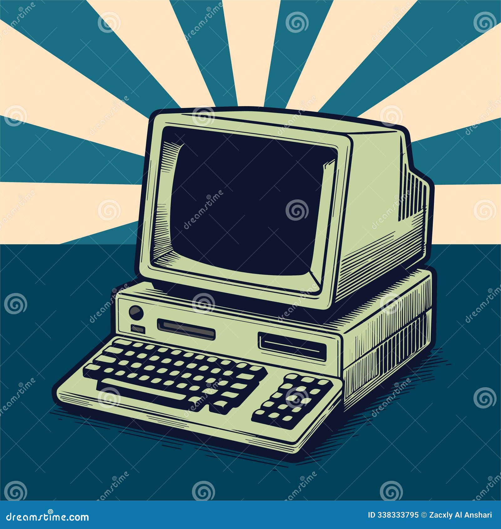 An Old-school Computer with a Simple Mix of Retro Colors Stock ...