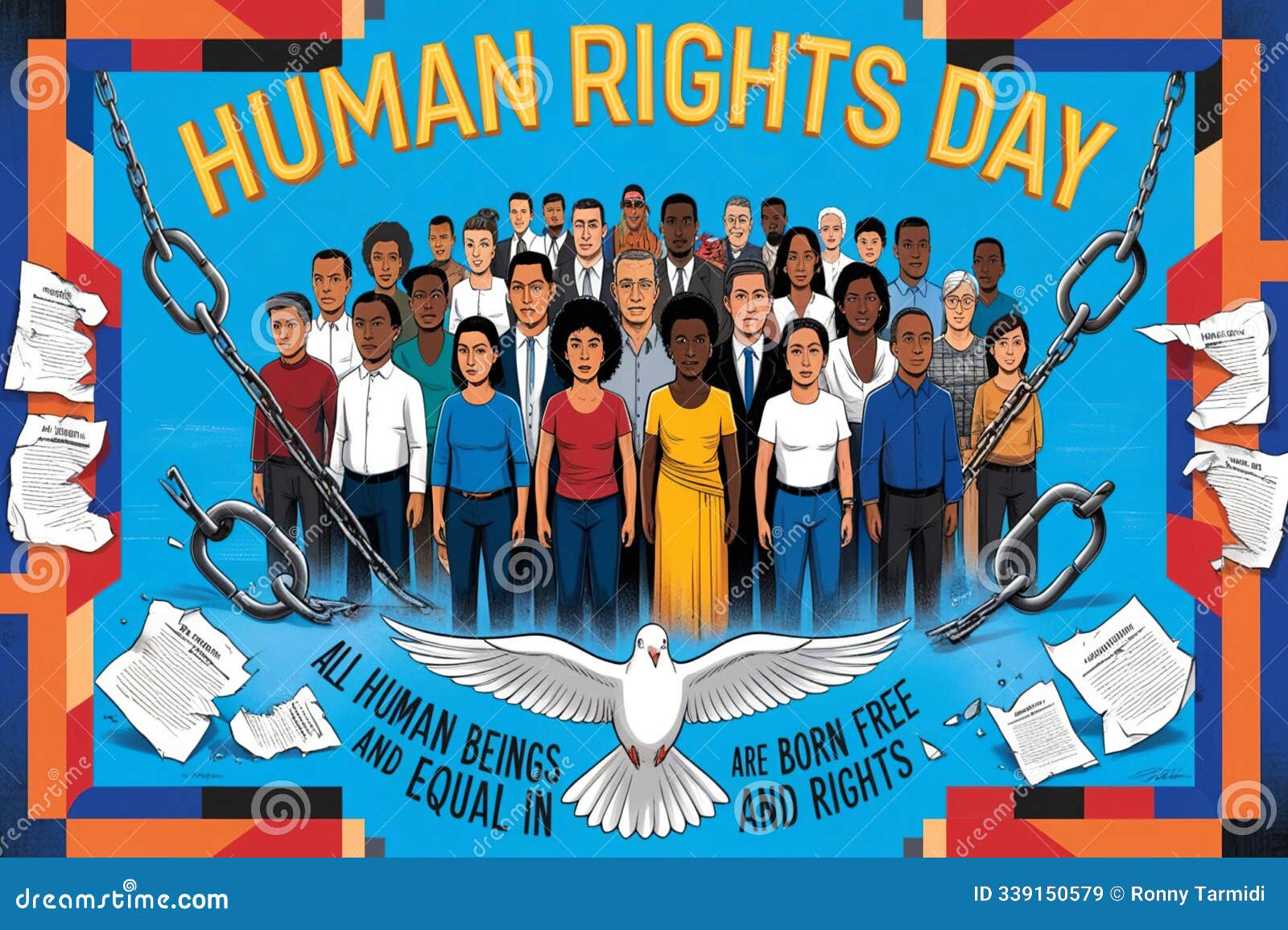 Poster To Celebrate Human Rights Day Stock Illustration - Illustration ...