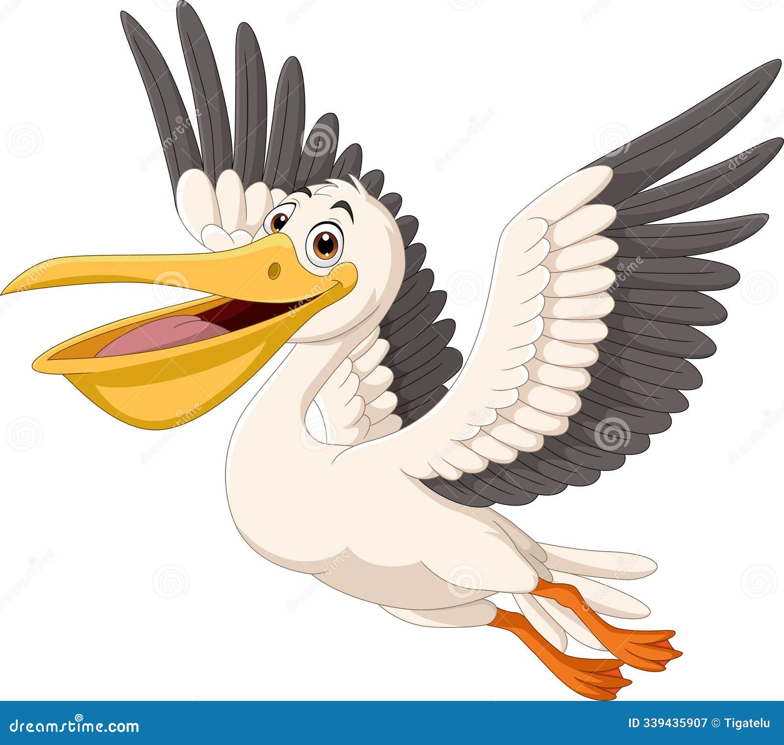 Illustration of a Cartoon Happy Pelican Bird Flying Stock Illustration ...