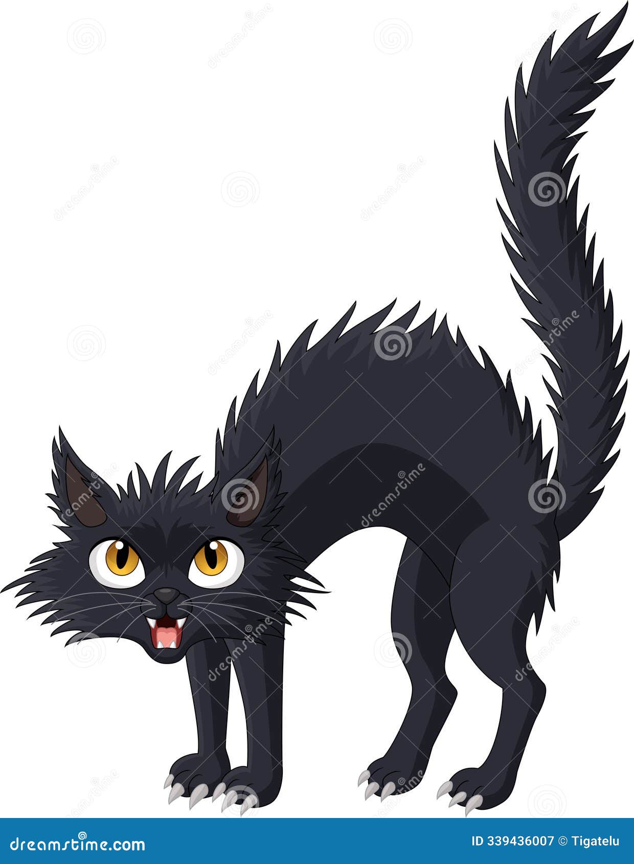 Illustration of Cartoon Scary Halloween Black Cat Stock Vector ...