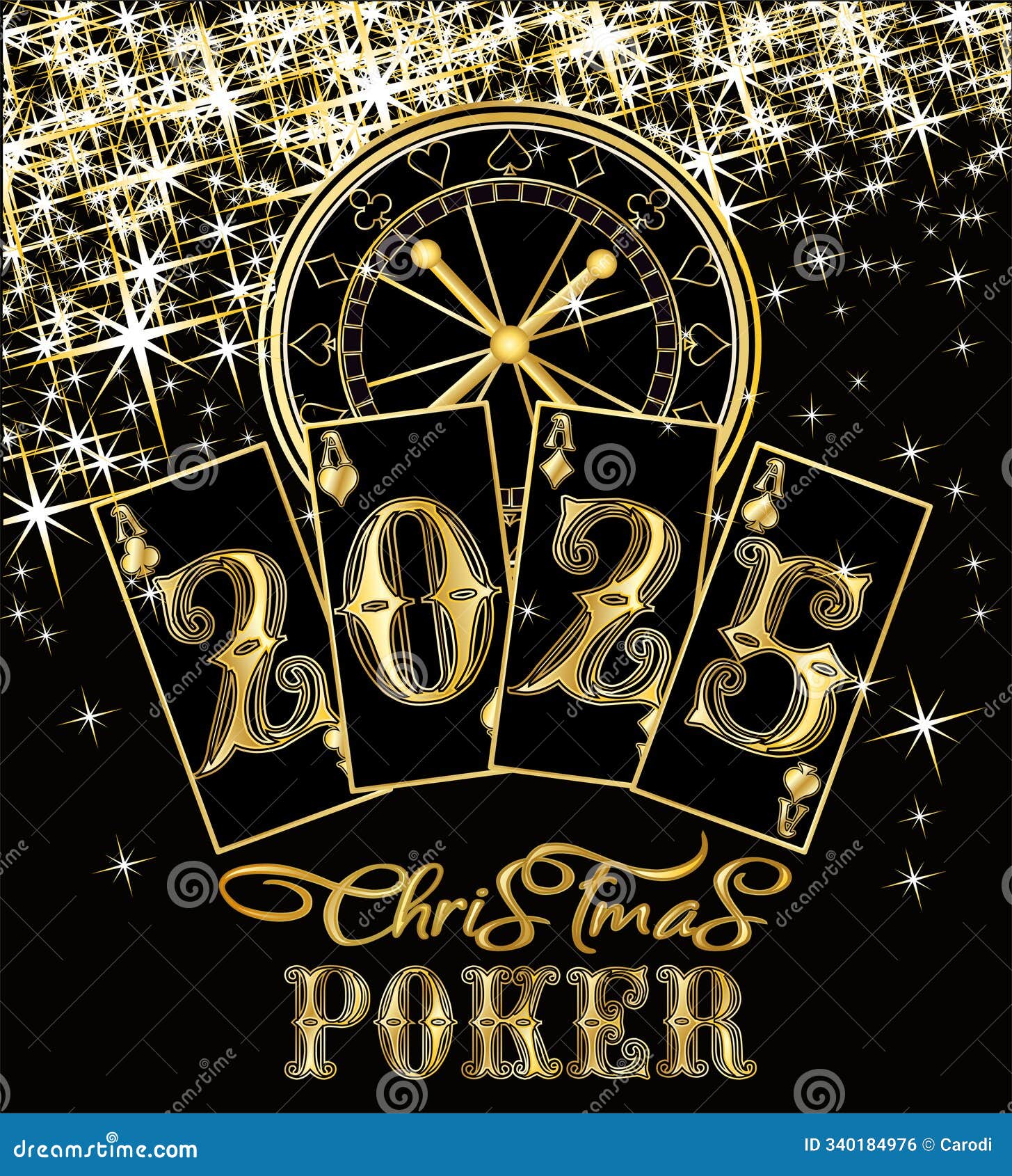 Christmas Poker Vip Golden 2025 Card, Vector Stock Vector ...