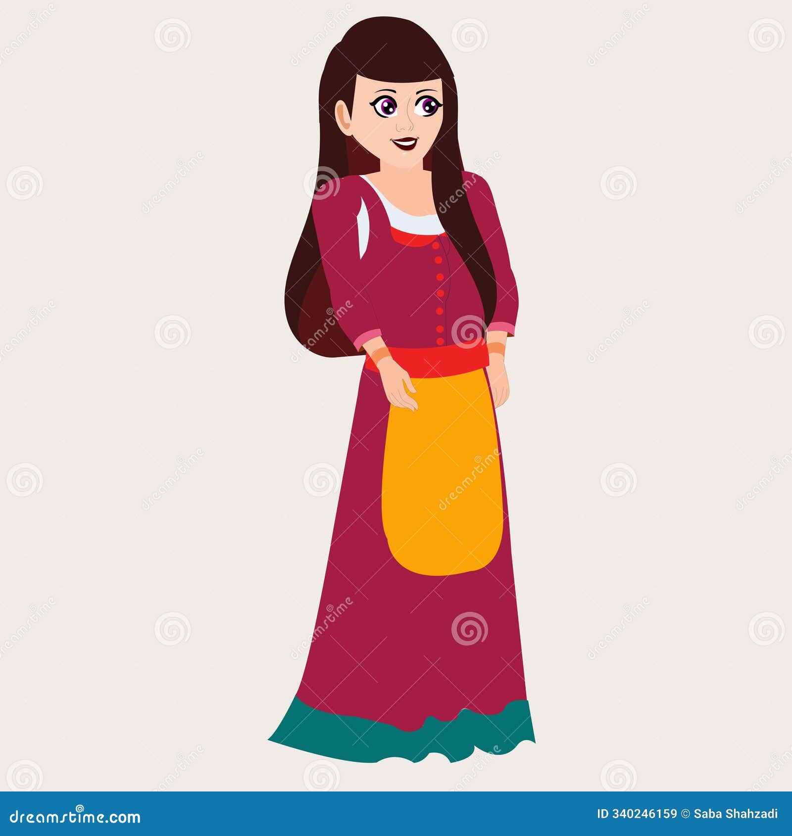 Cartoon Beautiful Princess.fairy Dress,indian Girl in Beautiful Dress ...