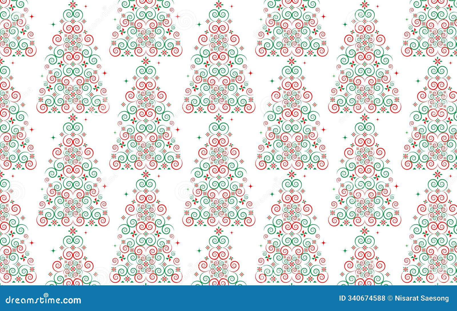 Green and Red Christmas Tree Pattern Designed with a Spiral Pattern ...