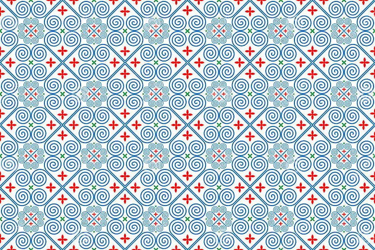 Hmong Fabric Pattern, Twisted Lines that Form a Heart Shape, is a ...