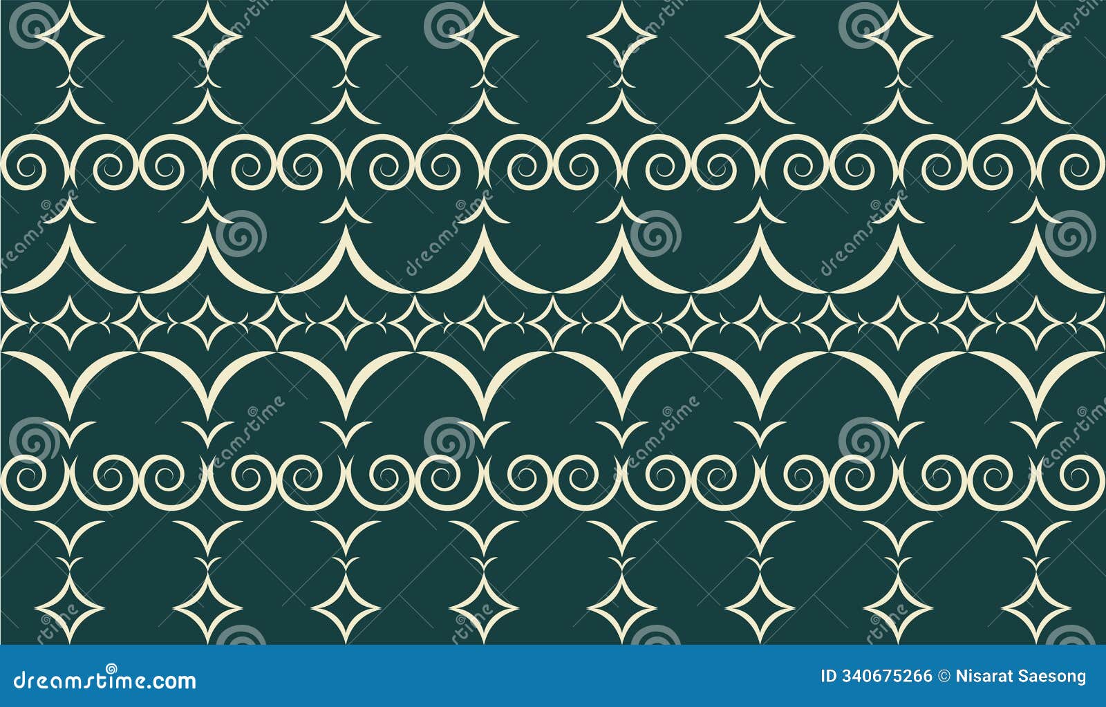 Hmong Ethnic Pattern. Seamless Geometric Vector Pattern with Green and ...
