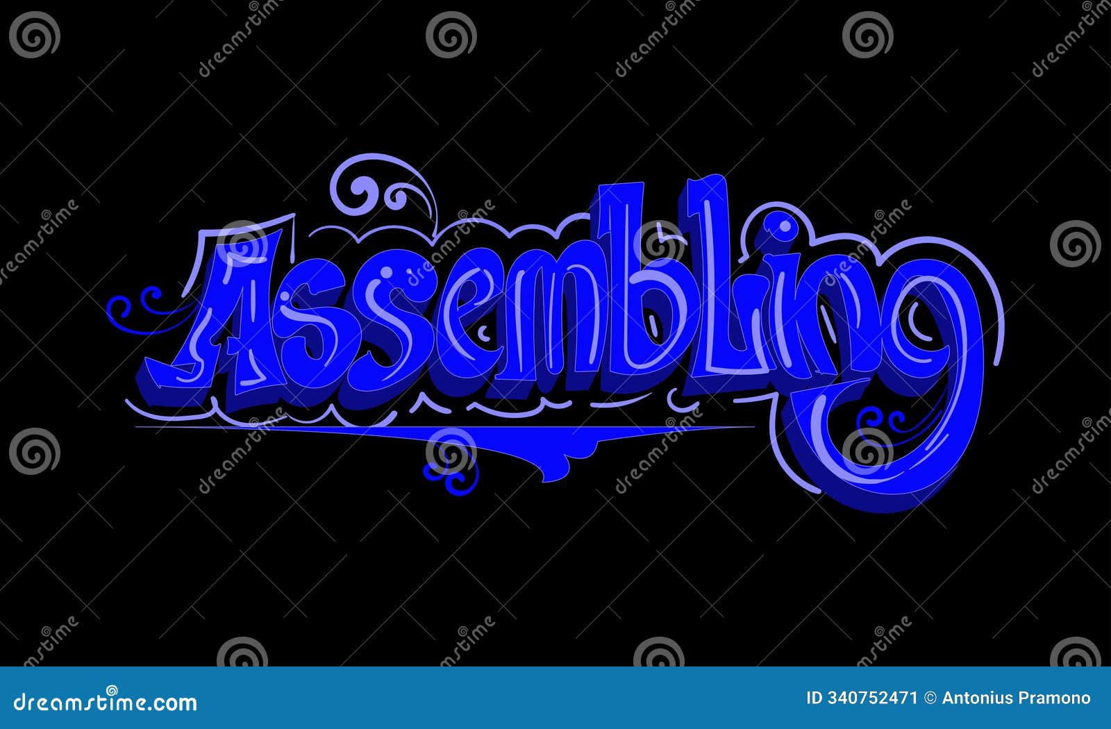 ASSEMBLING Graffiti Style Custom Design Stock Illustration - Illustration of basic, handwriting ...
