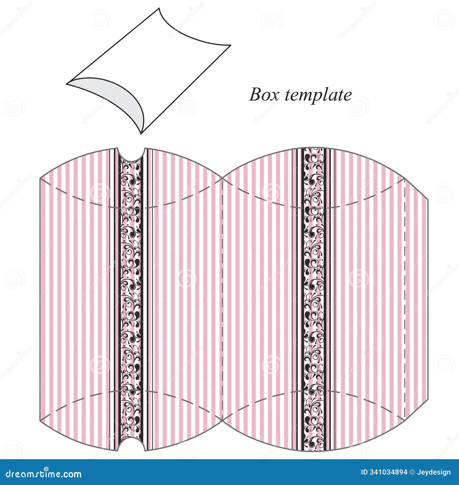 Pink Box Template with Floral Ribbon, Vector Illustration Stock ...