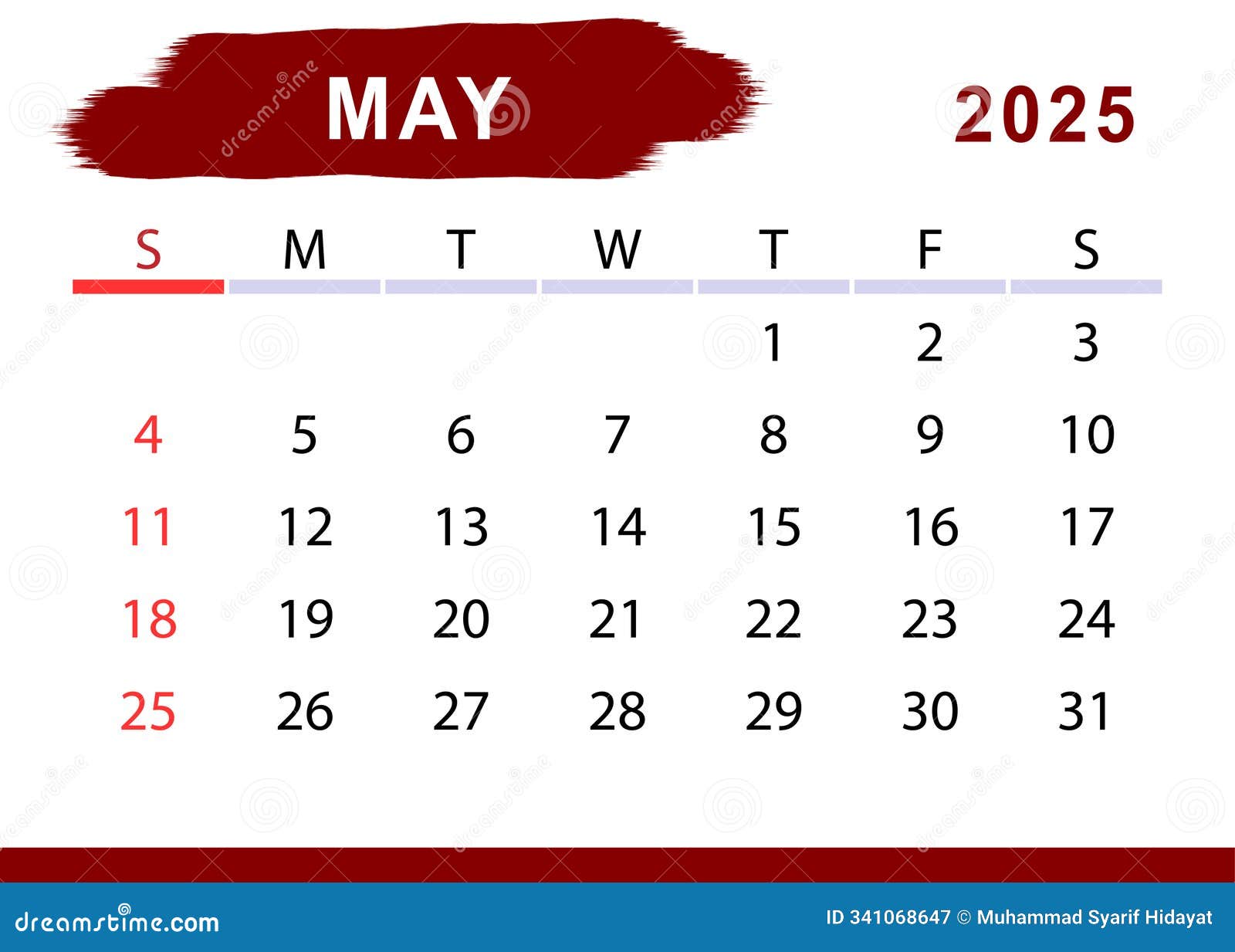 May 2025 stock vector. Illustration of 2025, monthly - 341068647