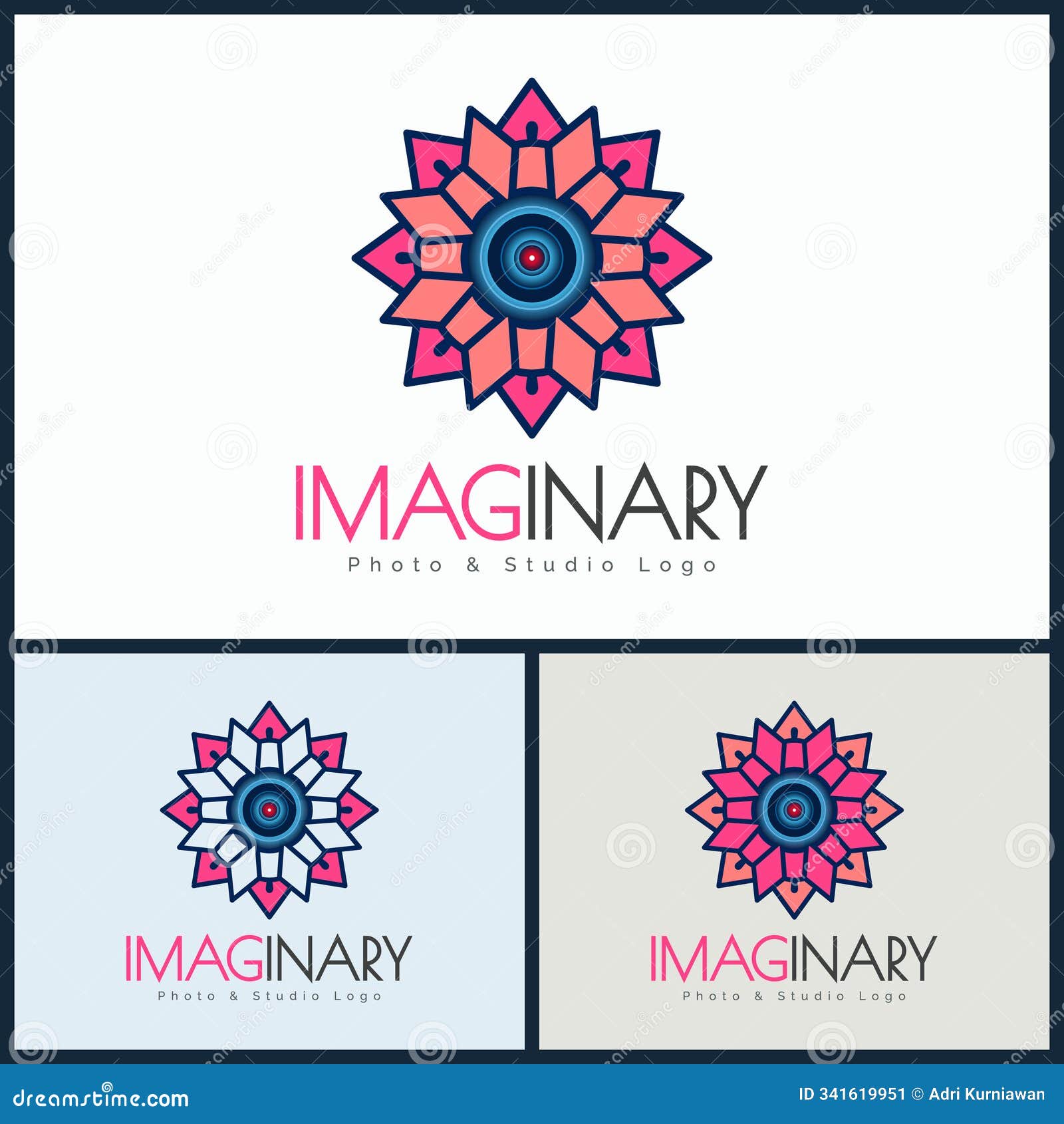 Camera Lens Imaginary Photo Genic Studio Pattern Logo Set Design ...