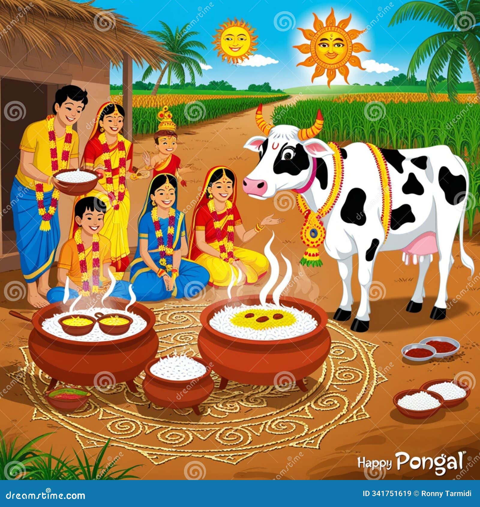 Cooking Rice Process With Grain Sieving And Washing In Strainer Vector ...