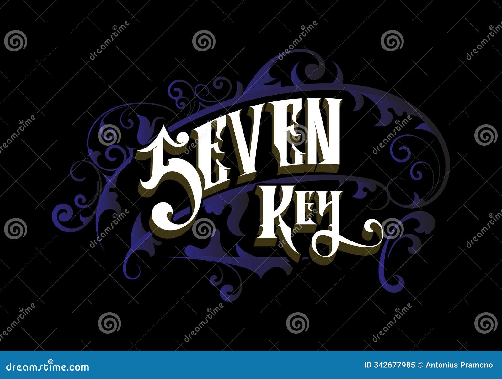 SEVEN KEY Lettering Custom Style Design Stock Vector - Illustration of ...