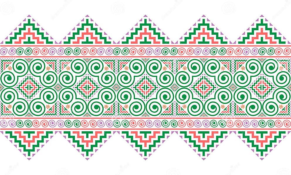 Green-red Hmong Ethnic Pattern Imitating Hmong Embroidery, Which is a ...