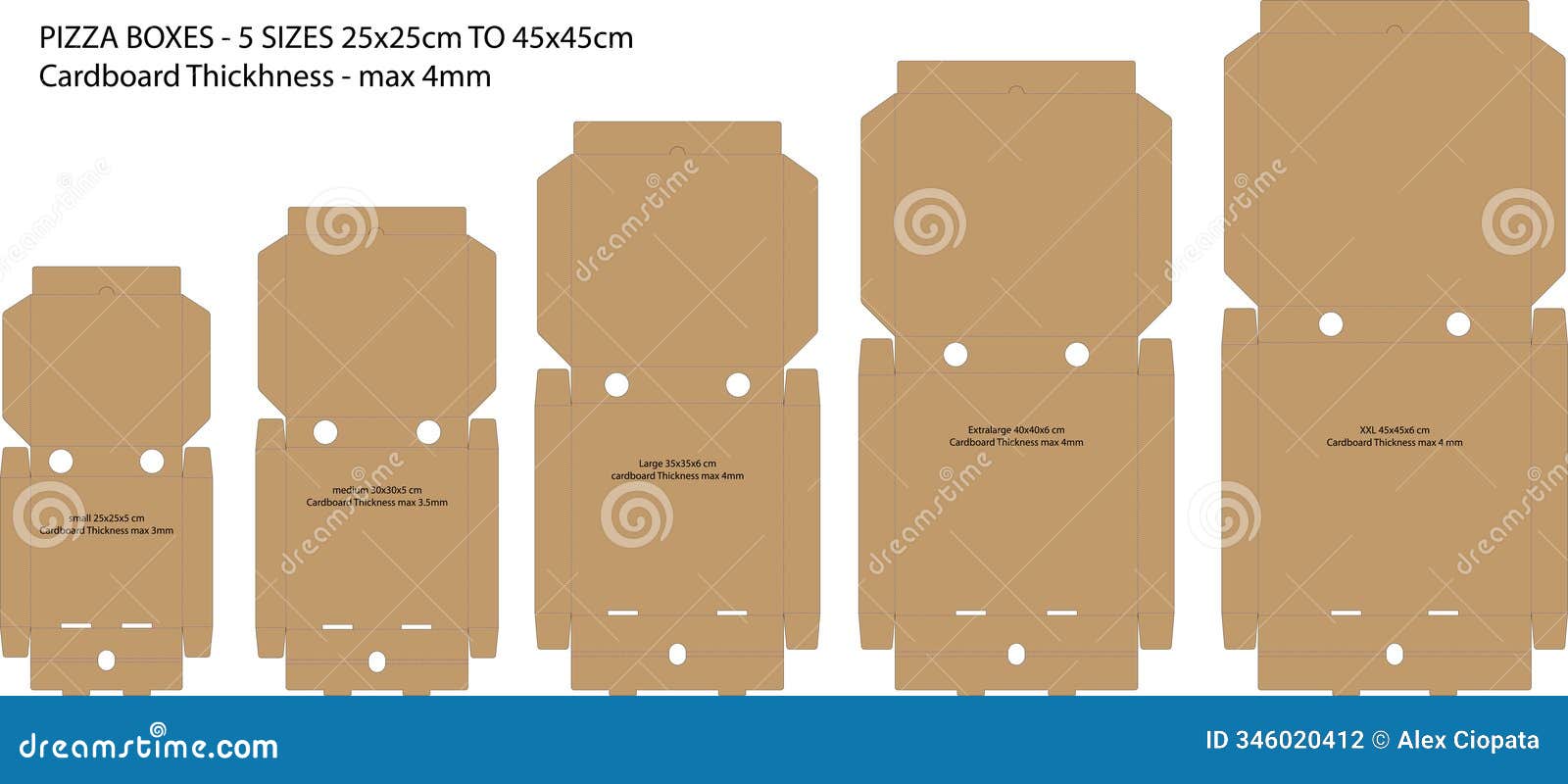 Pizza Box, Cardboard Self Lock Delivery Box. Vector With Die Cut ...