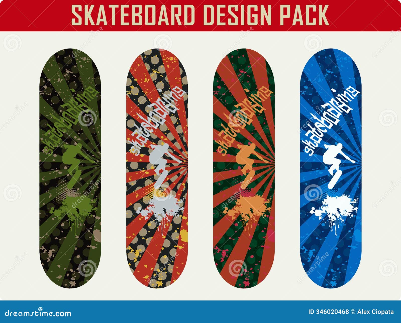 Skateboard design pack stock illustration. Illustration of fashion ...