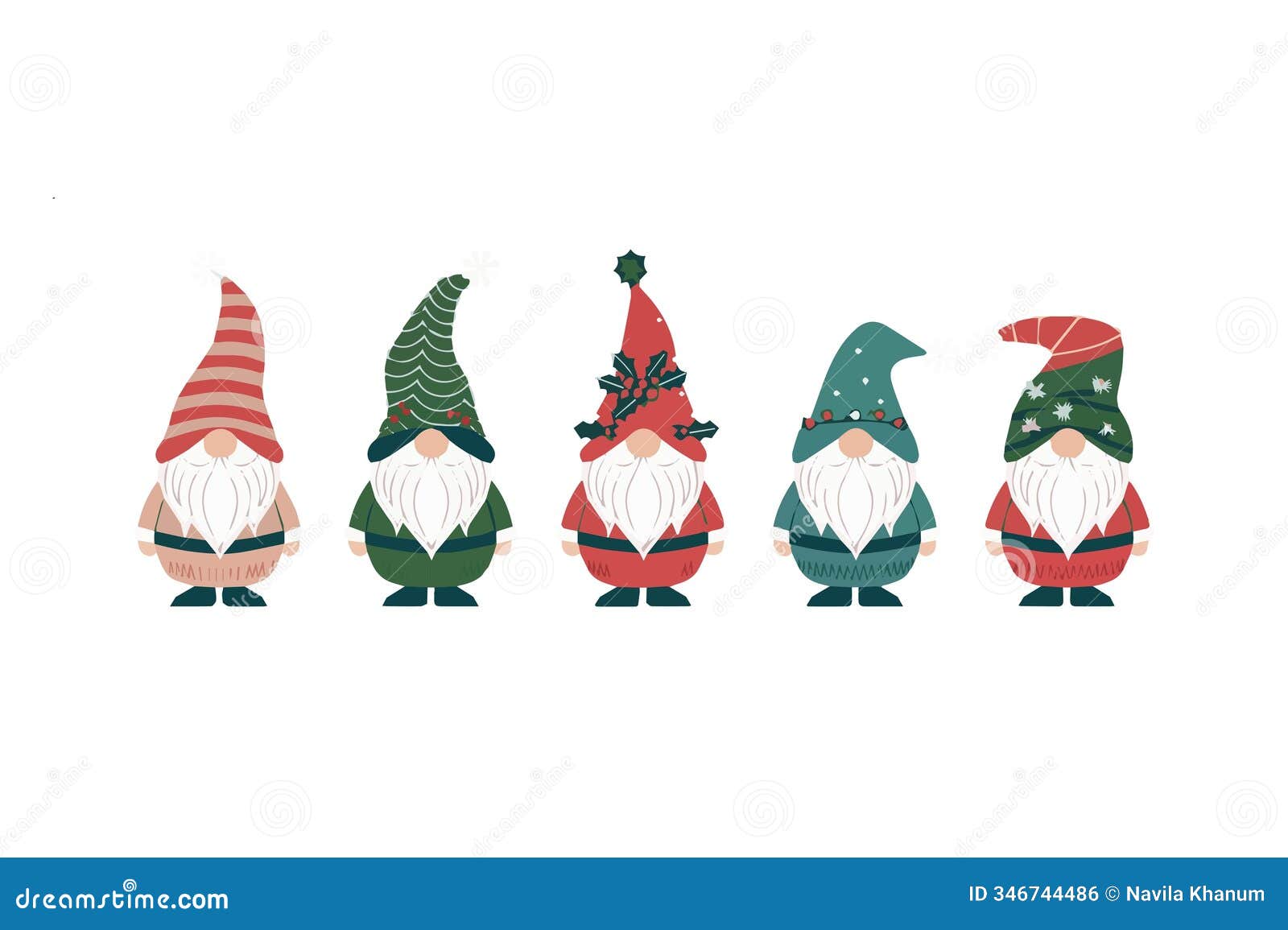Five Christmas Gnomes are Arranged Stock Vector - Illustration of font ...