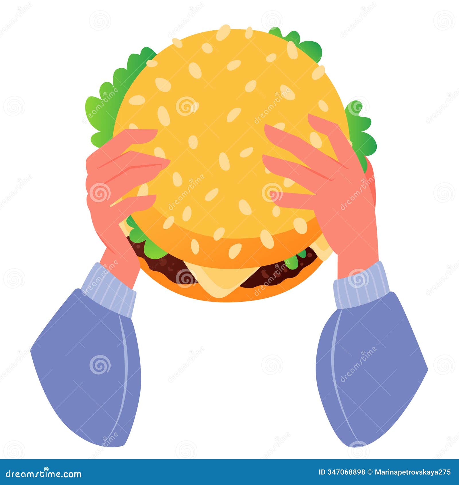 Human Hands Holding a Burger. Stock Vector - Illustration of meat ...