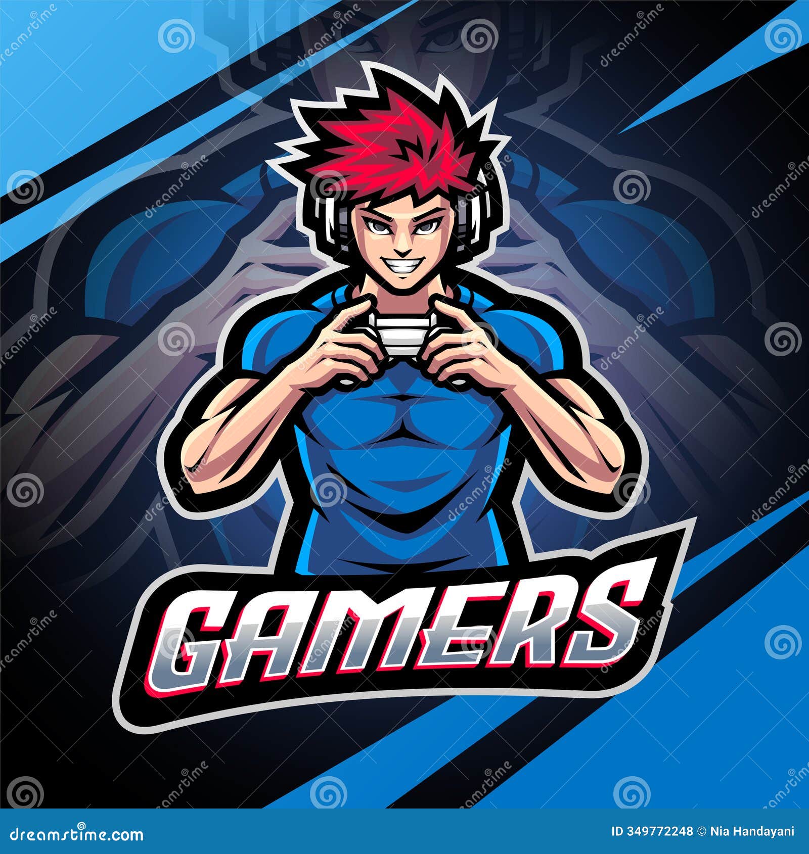 Gamers Esport Mascot Logo Design Stock Vector - Illustration of control ...