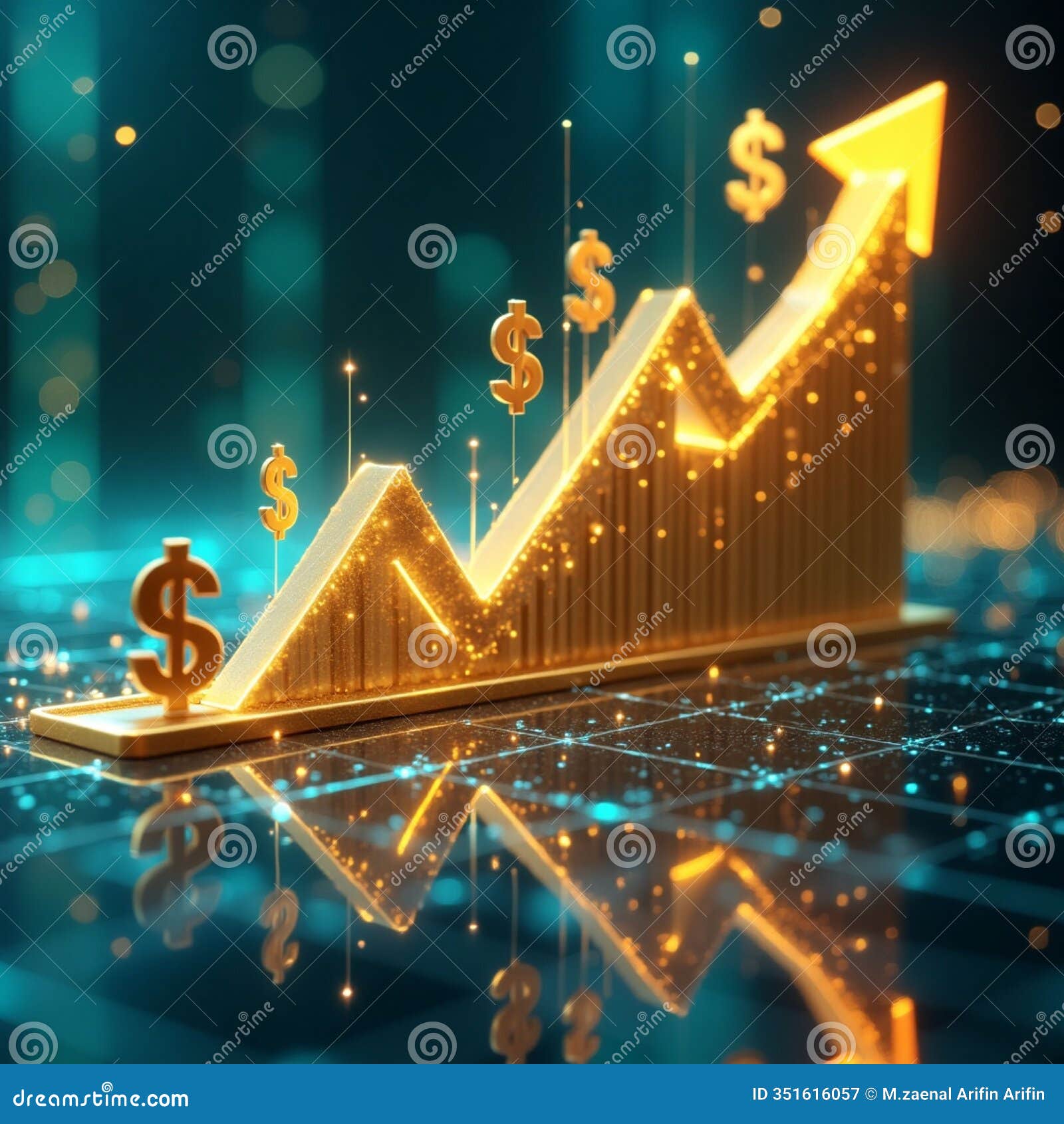 Financial Growth Graph in a Futuristic Office Stock Illustration ...