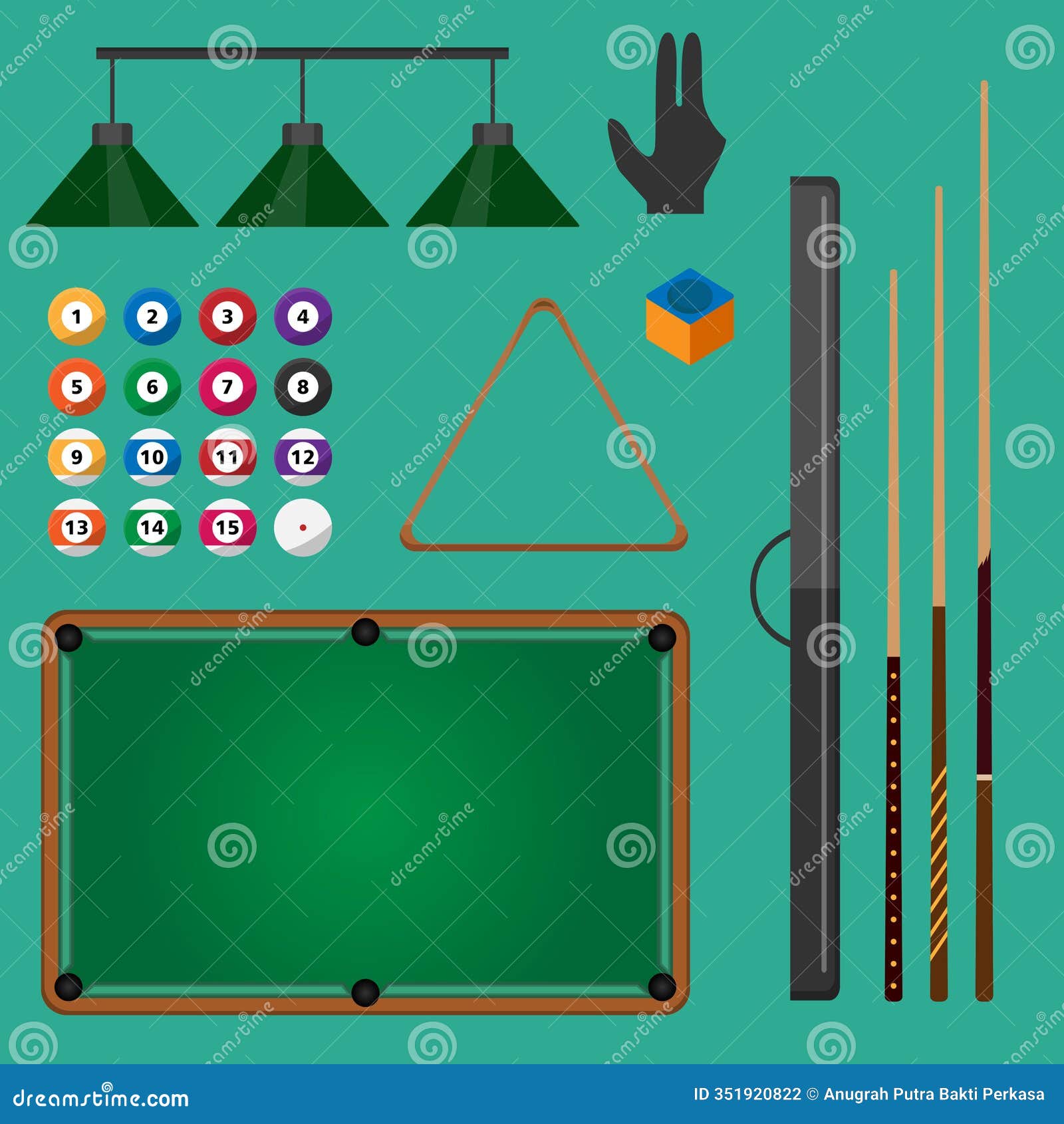 Billiard Game Board Set stock illustration. Illustration of draw ...