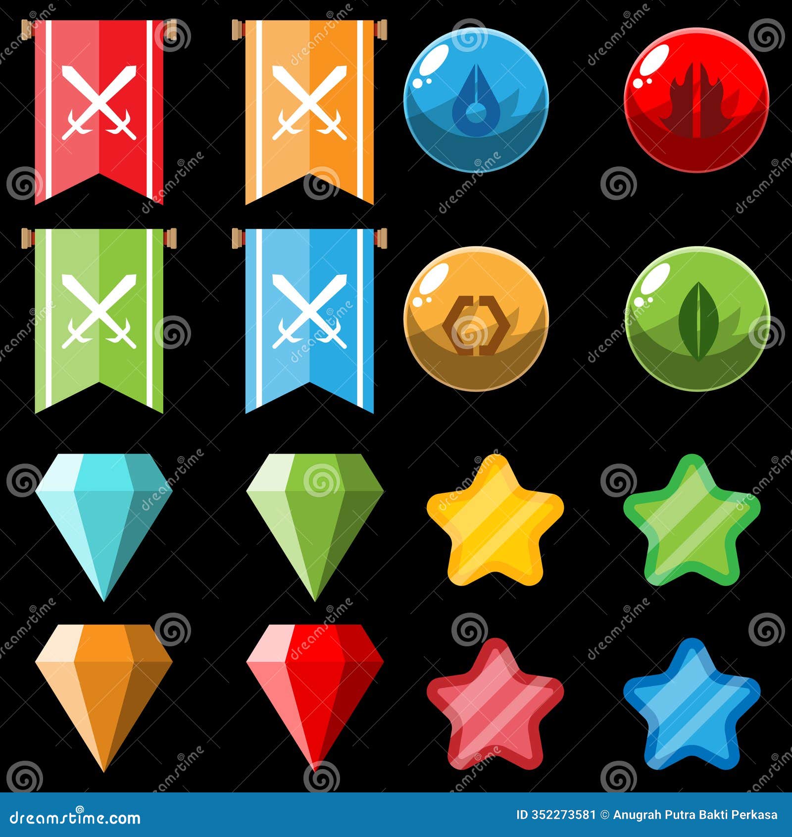 Game item Collection stock illustration. Illustration of game - 352273581