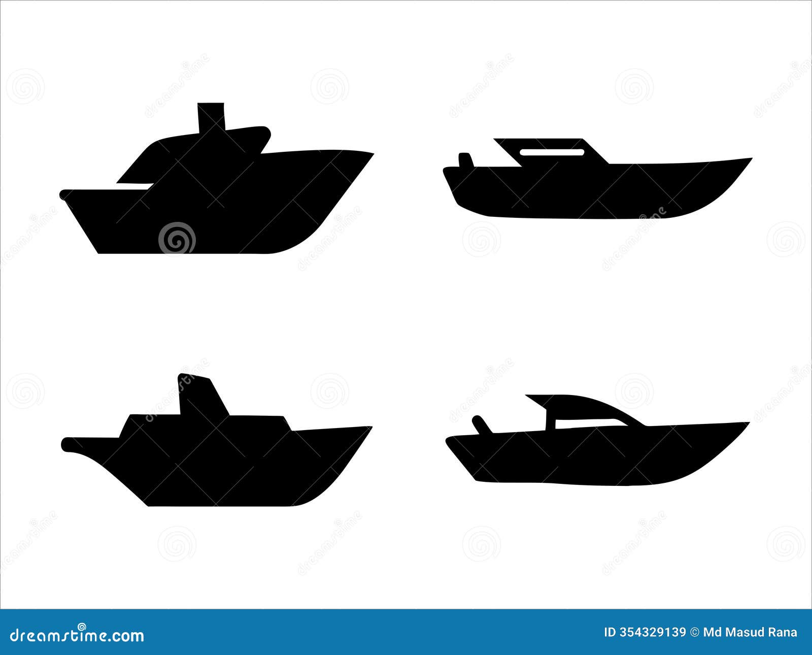 Boats Silhouette Black Color Simple and Clean Vector Illustration Stock ...