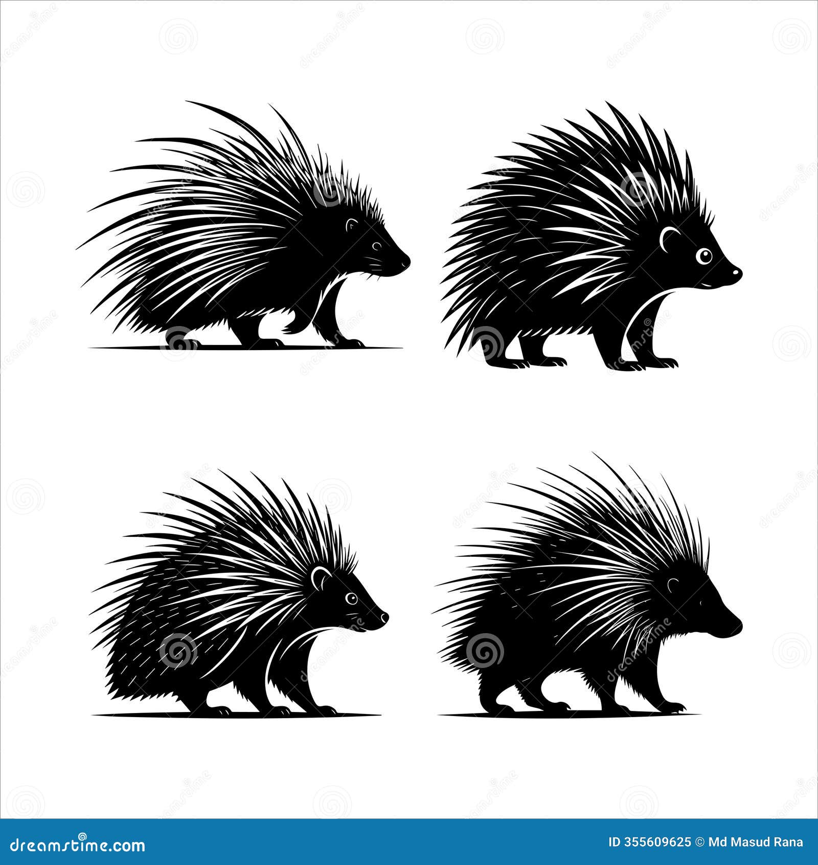 Porcupine with Quills Silhouette in Black Color Simple and Clean Vector ...