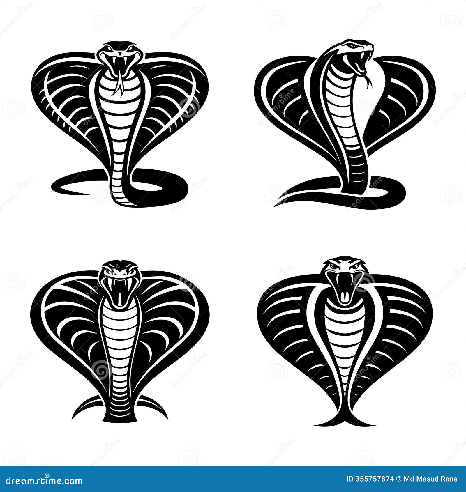 Cobra with a Flared Hood Black Color Bold Simple and Cleaner Vector ...