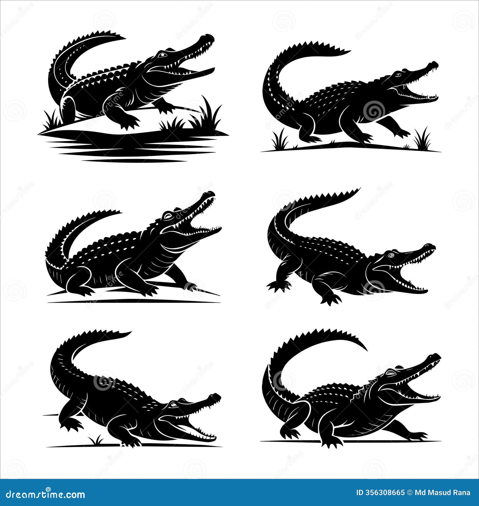 Crocodile Silhouette Vector Illustration, Crocodile Icon Vector ...