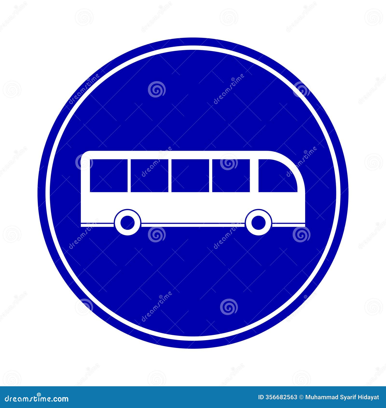 No Buses Sign Area. Top View Of A Passenger Van Turning On T-junction ...