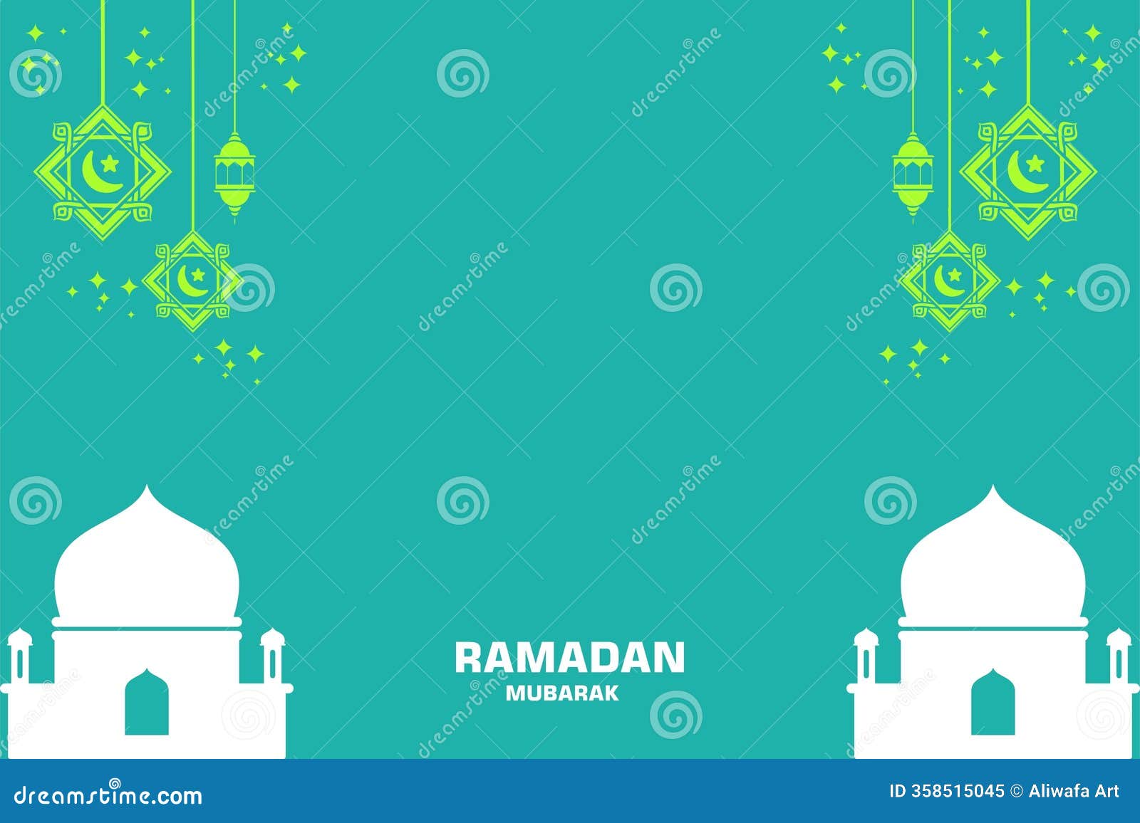 Clean and Simple Ramadan Background with Hanging Lanterns Stock Vector ...