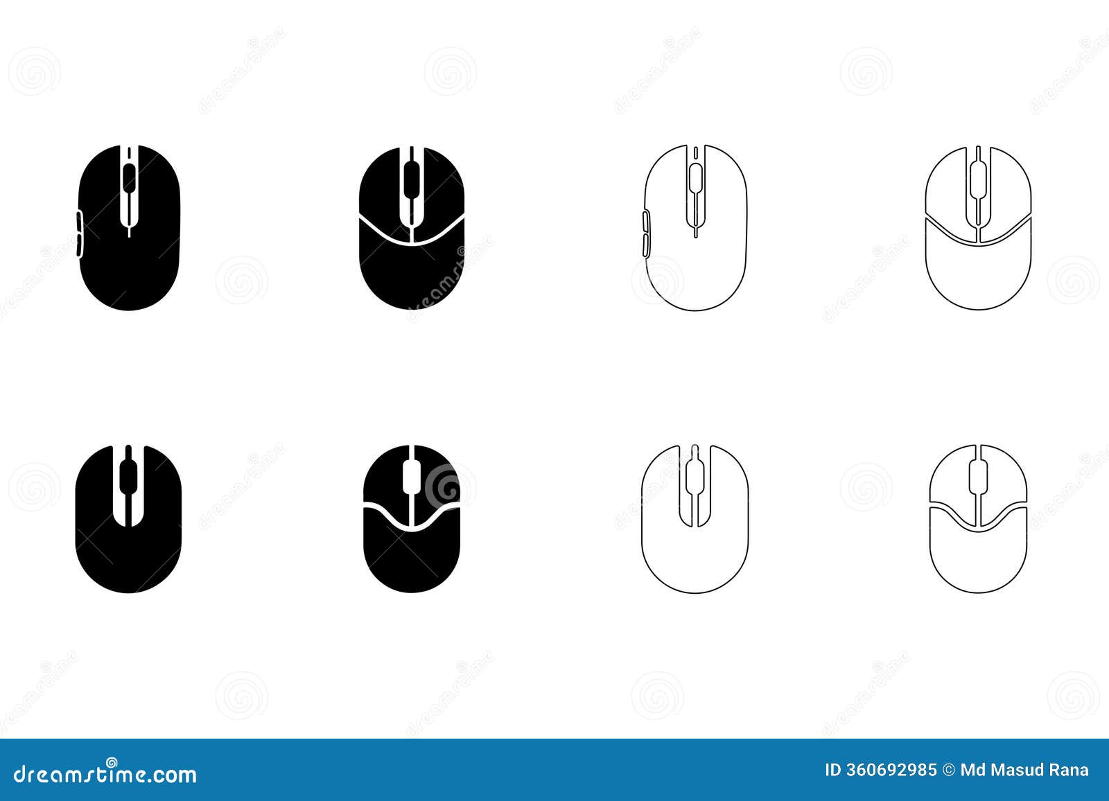 Computer Mouse Icons Set Simple Clean and Smooth Lines and Fill Vector ...