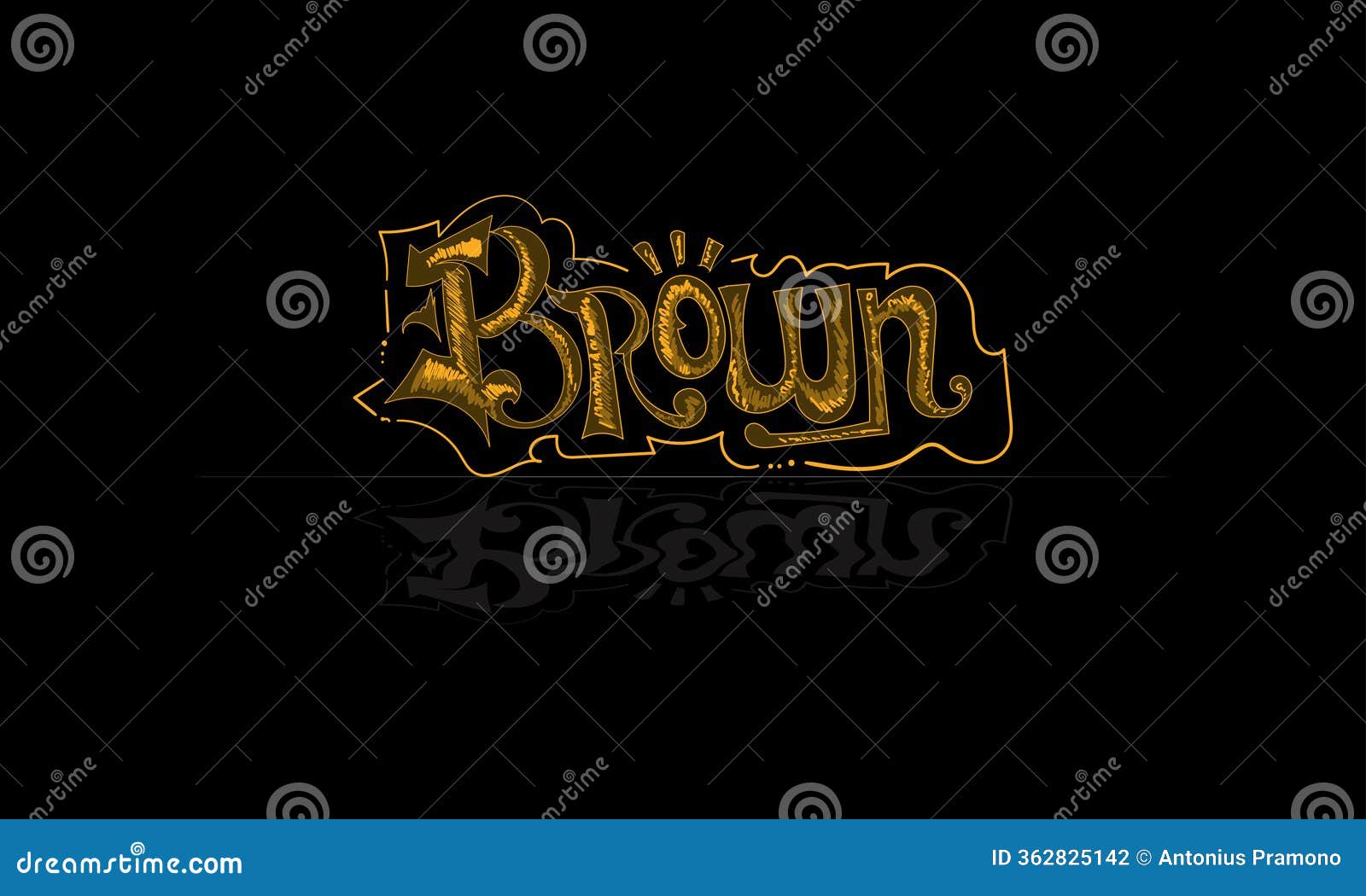 BROWN Lettering Mirroring Effect Style Design Stock Illustration ...