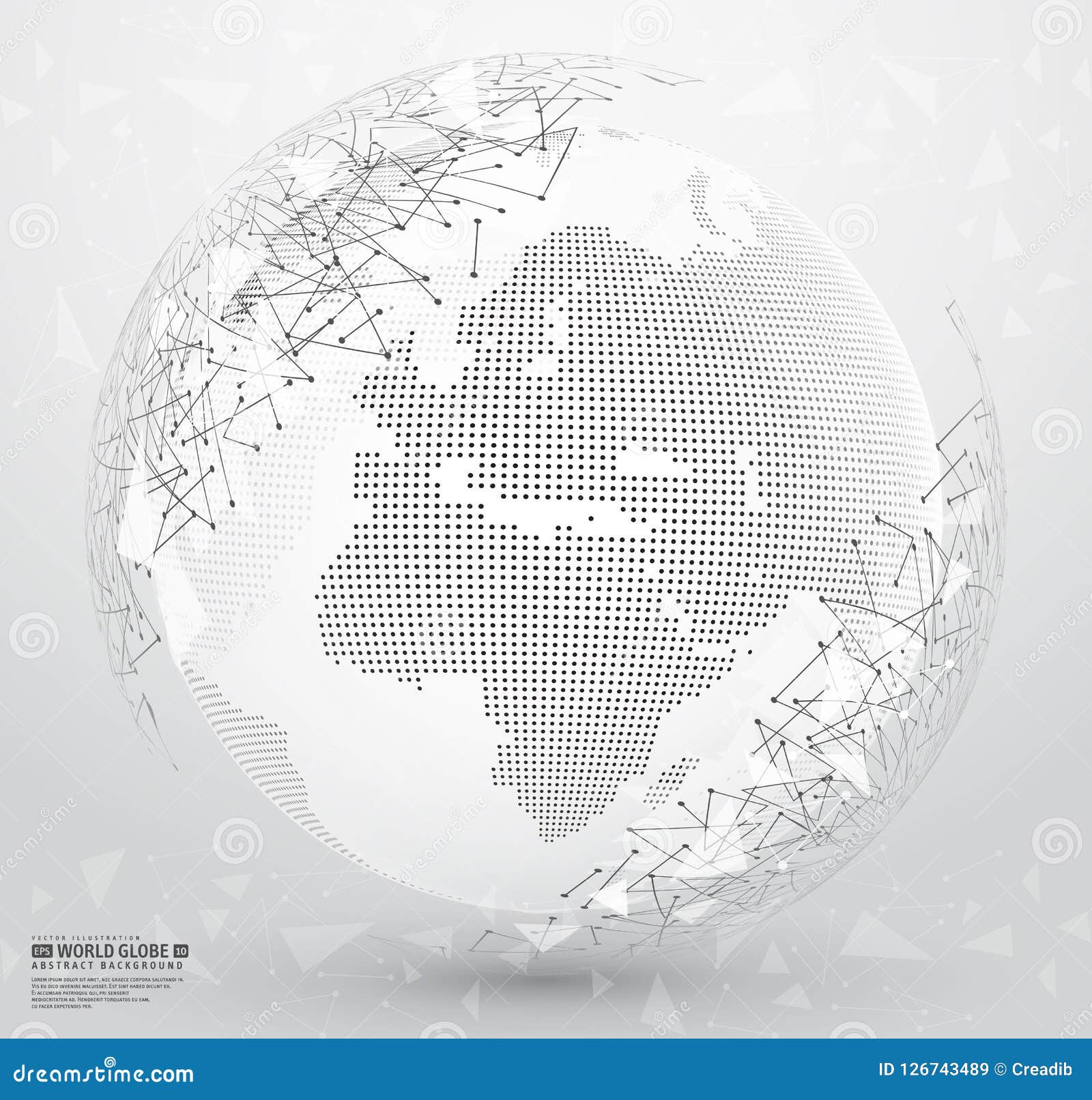 Blue Abstract Globe Earth with Connecting Dots and Lines Stock Vector ...