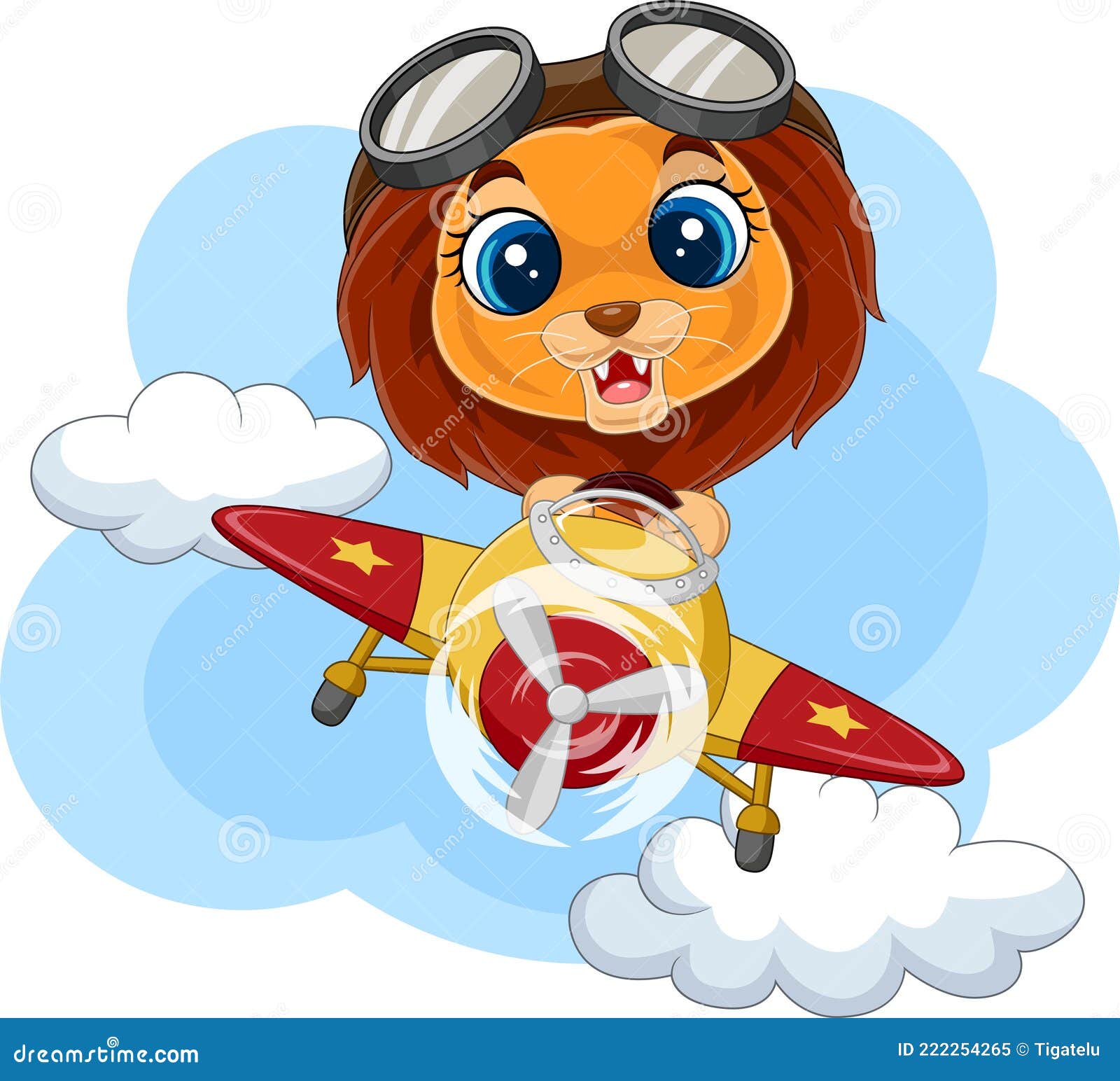 Cartoon Baby Lion Operating a Plane Stock Vector - Illustration of ...