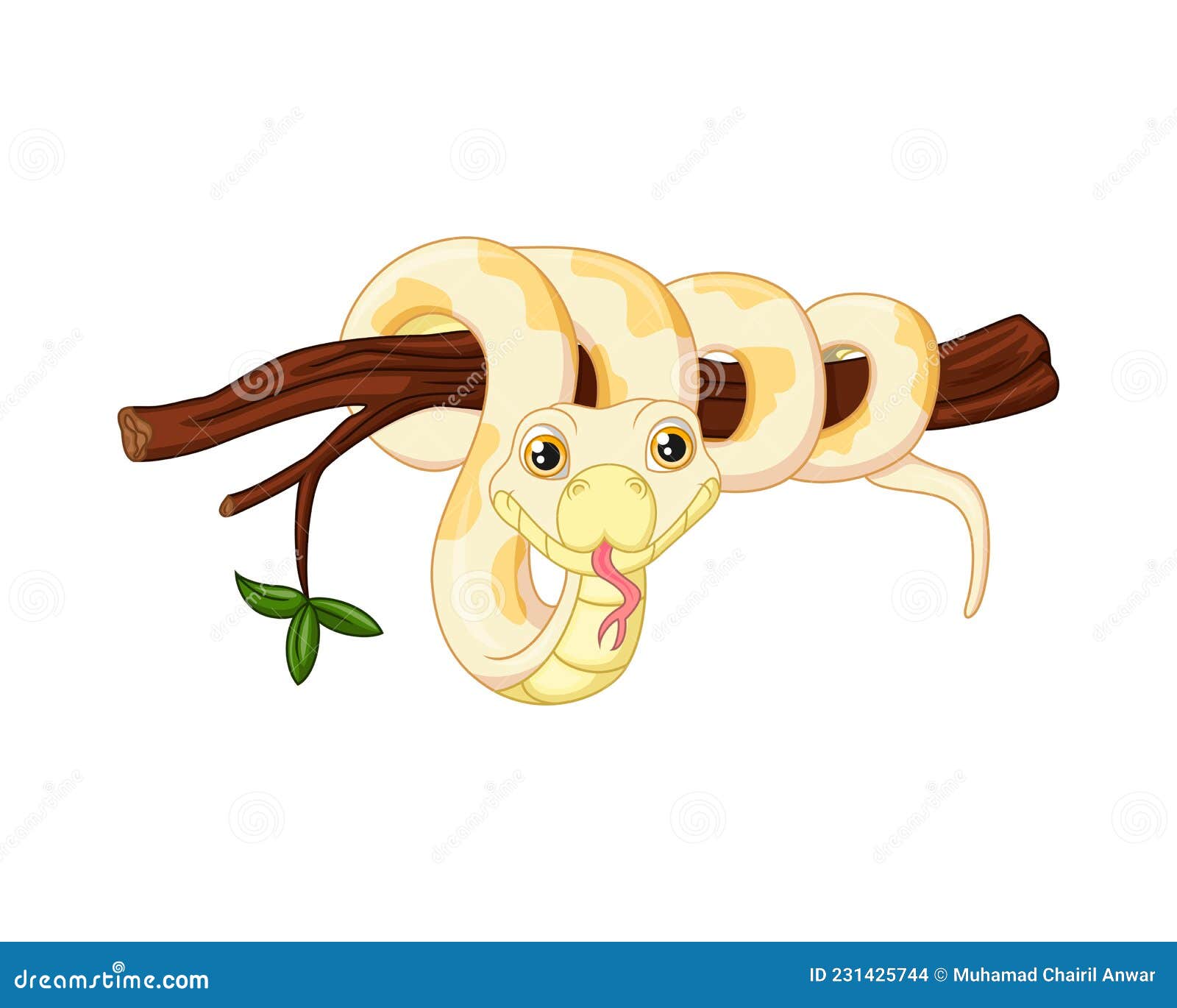 Cute Snake Cartoon on Tree Branch Stock Vector - Illustration of ...