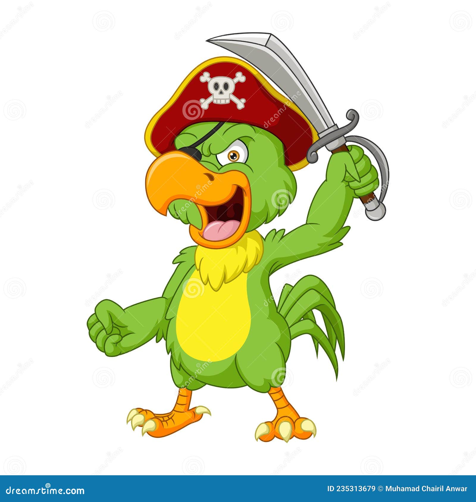 Cartoon Pirate Parrot Holding a Sword Stock Vector - Illustration of ...